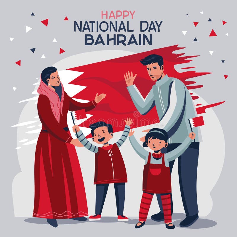 Illustration of Family Celebrate Bahrain National Day Stock Vector ...