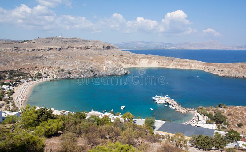 Isola Di Lindos Rodi, Grecia Fotografia Stock - Immagine di medioevale ...