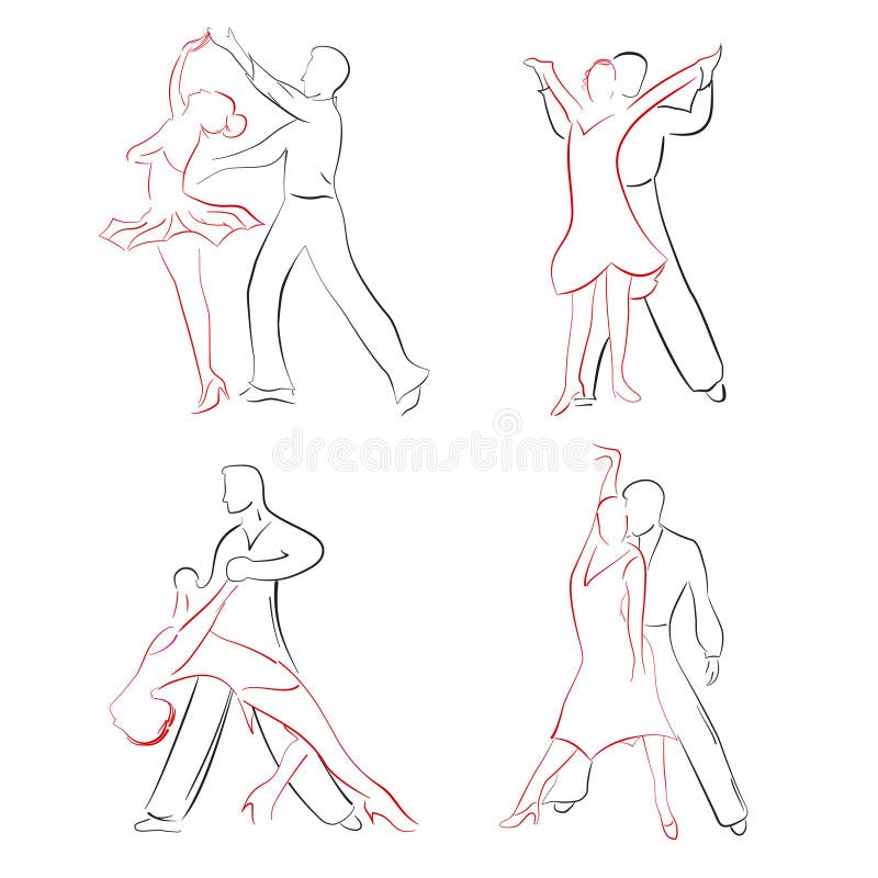Sexy Salsa Pareja Bailar Contínuamente Un Dibujo De Una Línea Baile De Salón De Baile Latino ...