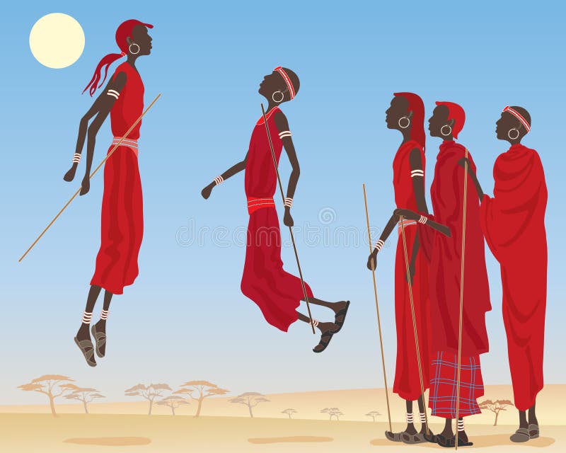 Baile del Masai ilustración del vector. Ilustración de étnico - 25463873