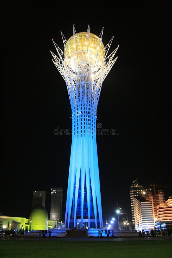 Baiterek at night stock photo. Image of tower, high, baiterek - 6062746
