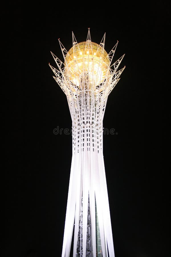 Baiterek at night stock photo. Image of lighting, purple - 6062854