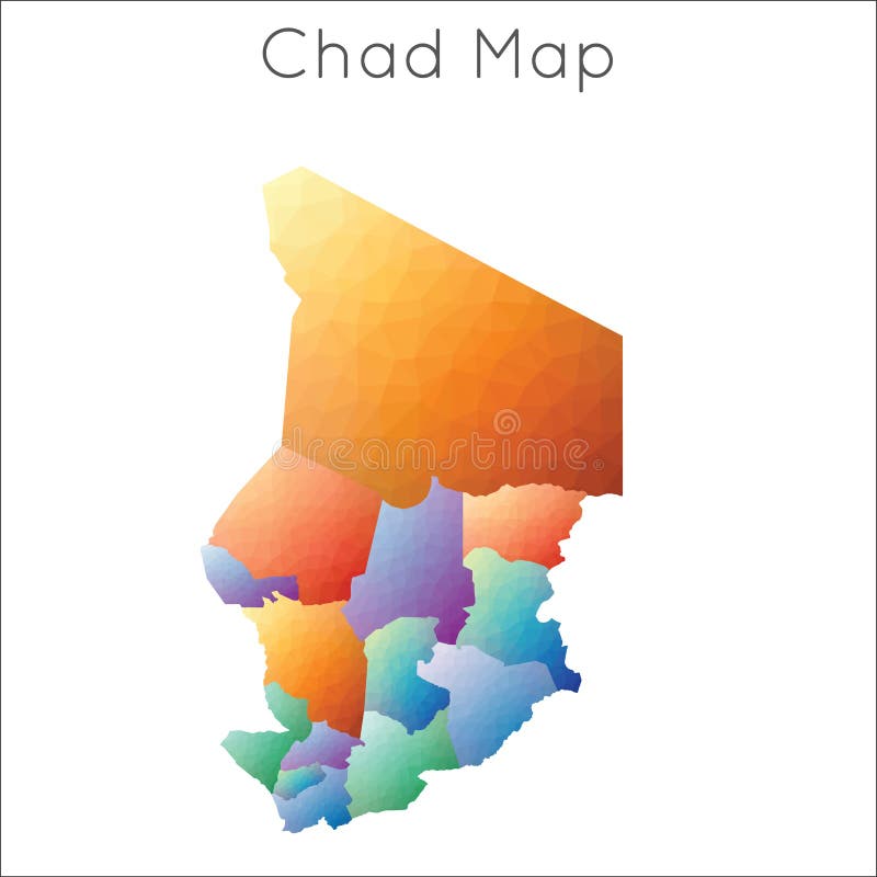 Baixo mapa poli do chad ilustração do vetor. Ilustração de marco ...