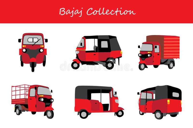 Bajaj Collection. Bajaj in Different Poses. Vector Illustration Stock ...