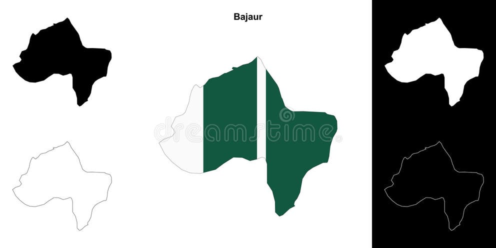 Bajaur outline map stock vector. Illustration of administrative - 371577549