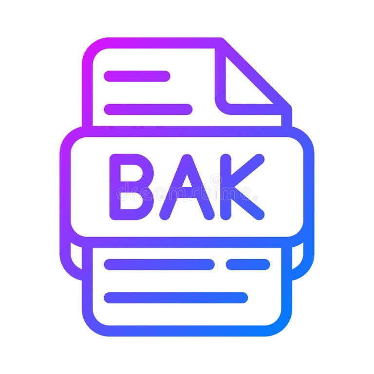 Bak Document File Type Icon. Stylish Gradient Icons for Databases ...