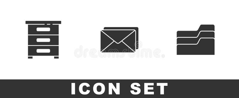 Bak Instellen Met Documentenomhulsel En Pictogram Documentmap. Vector ...