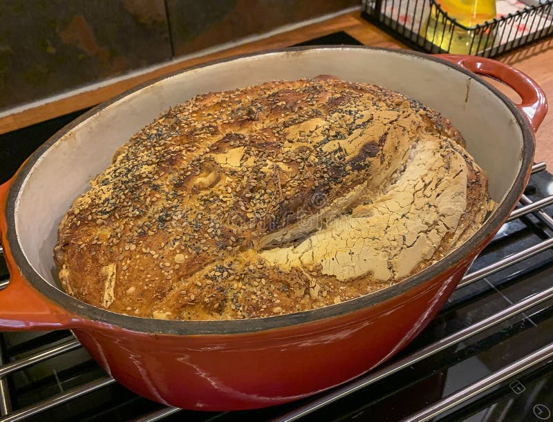Bake Delicious Bread in a Cast Iron Pot Stock Photo - Image of bread ...