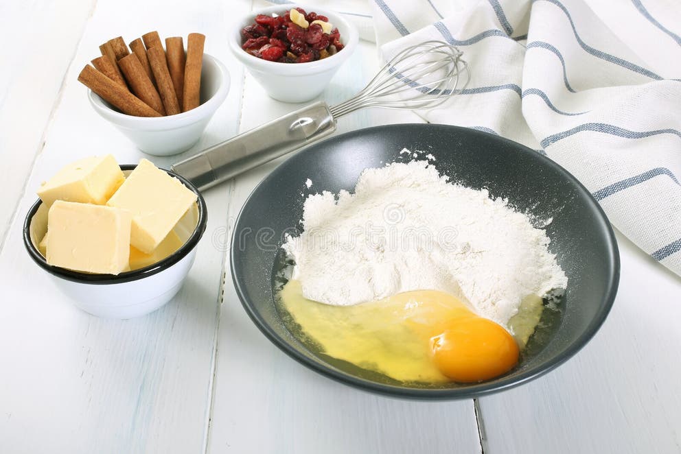 Bake Ingridients Eggs and Flour Stock Image - Image of sweet, spoon ...