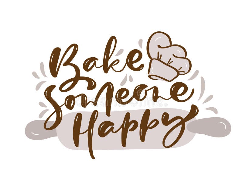 Happy Kitchen Happy Home Calligraphy Lettering Vector Cooking Text for ...