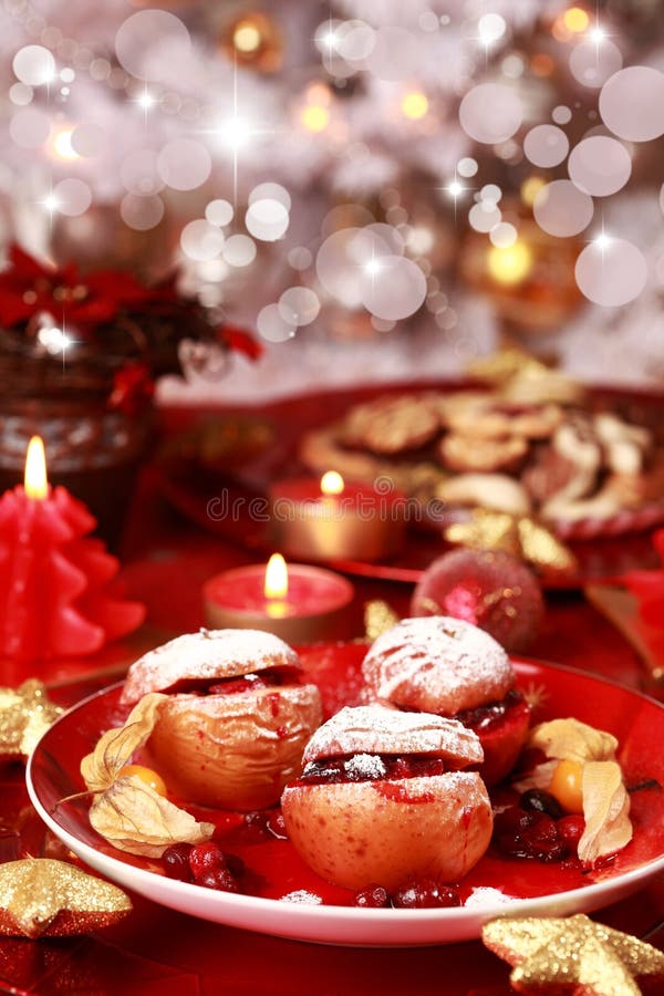 Baked apples for Christmas stock photo. Image of place - 17384352