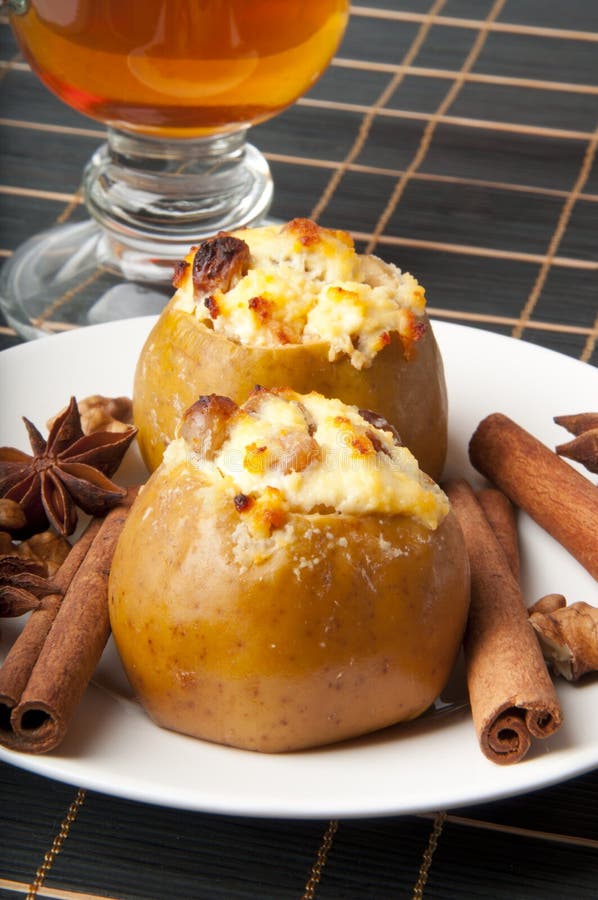 Baked Apples with Cottage Cheese Stock Image - Image of baked ...