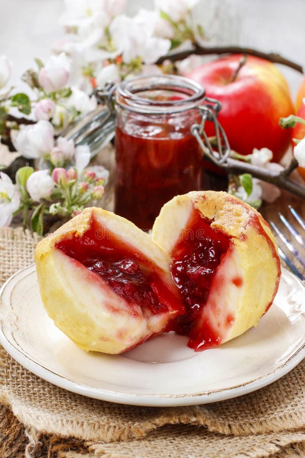 Baked Apples Stuffed with Jam Stock Photo - Image of cranberry, fruit ...