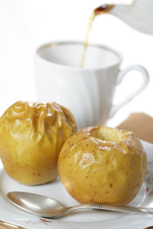 Baked apples and tea stock image. Image of fruit, baked - 19764865
