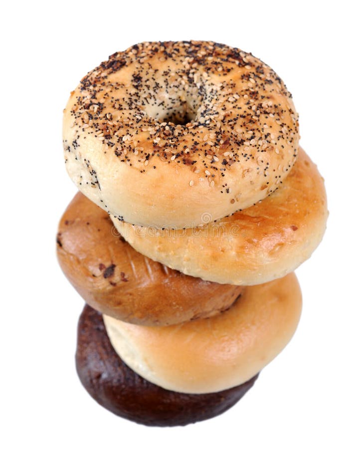 Bagels Isolated on White Background Stock Photo - Image of sesame ...