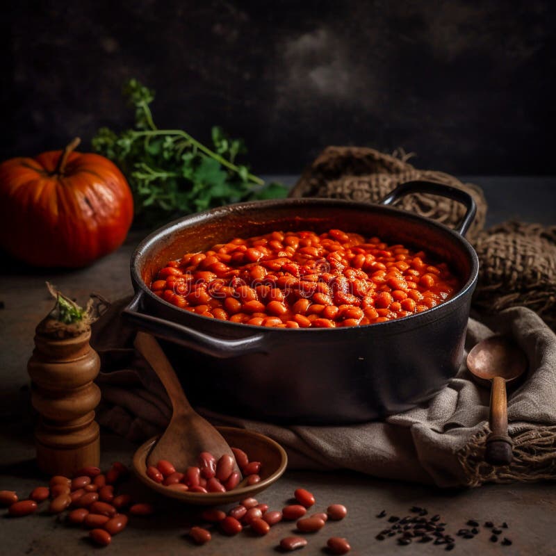 Baked Beans in a Plate on the Table Stock Photo - Image of bean, cooked ...
