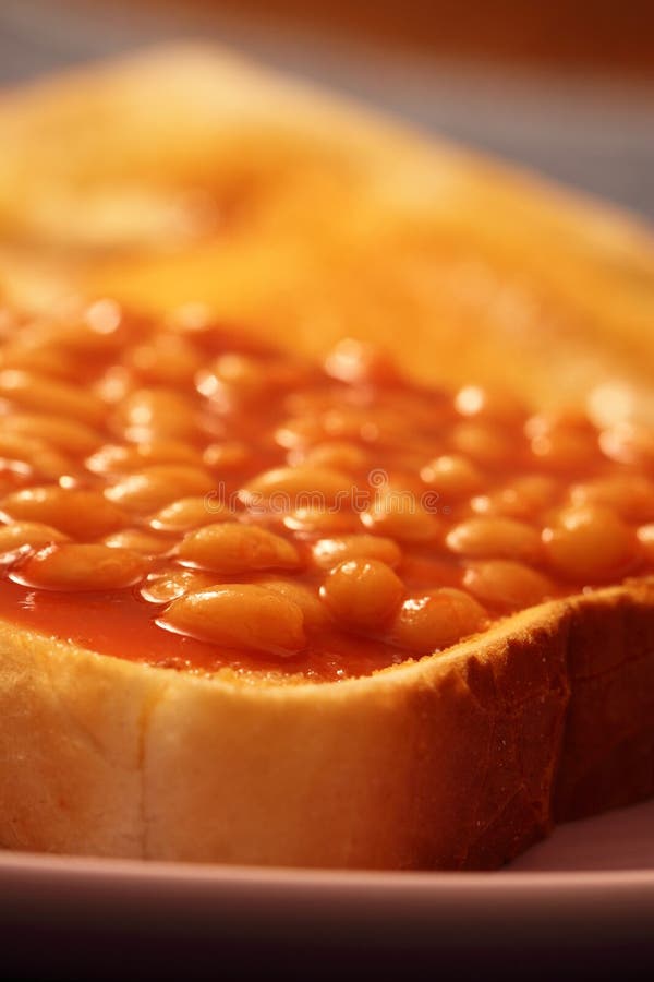 Baked Beans on White Toasted Bread Stock Image - Image of sauce, food ...