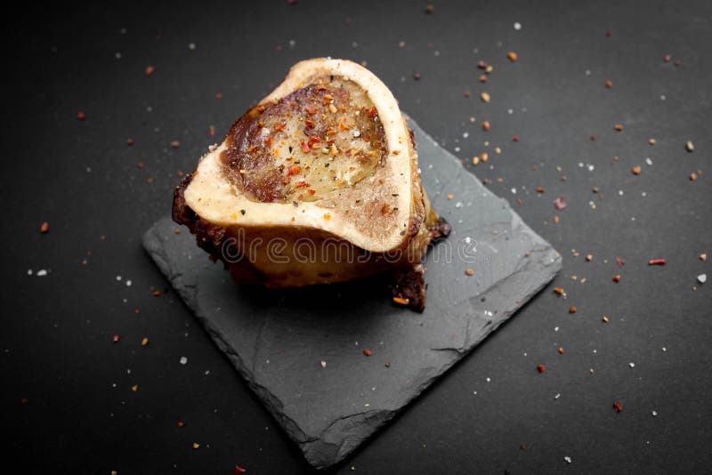 Baked Beef Brain Bones on a Dark Basalt Background Stock Photo - Image ...