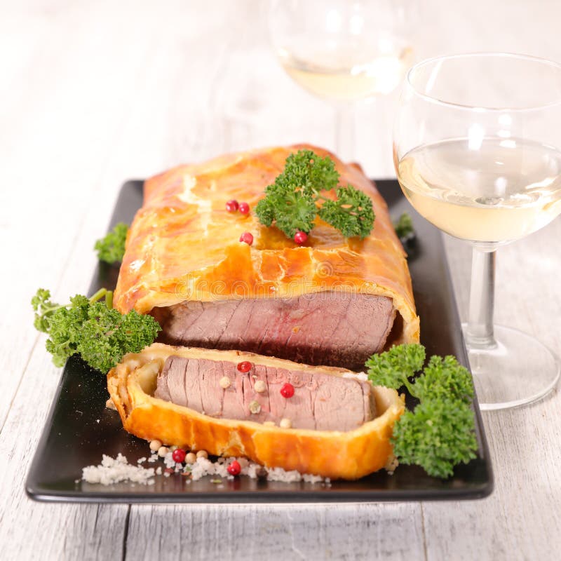 Baked beef with dough stock photo. Image of meat, dinner - 124427616