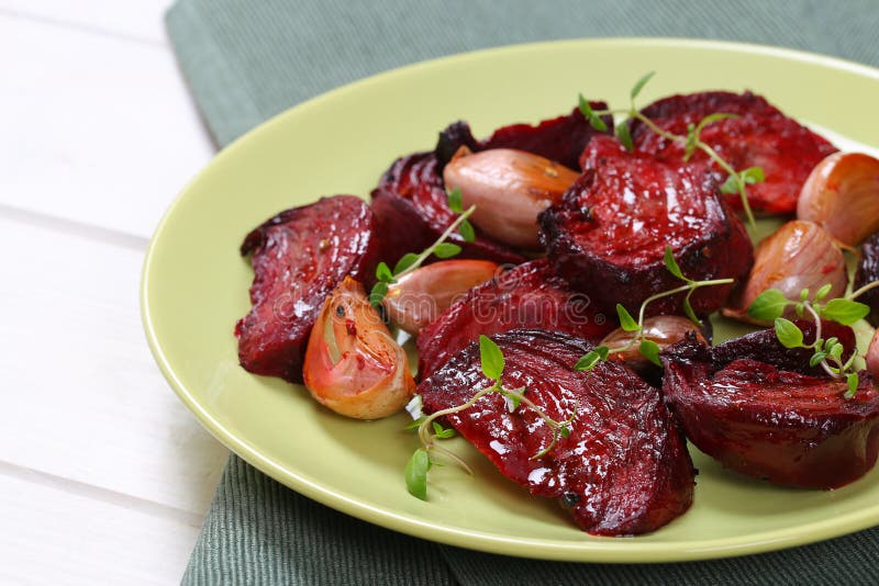 Baked Beetroot with Garlic and Thyme Stock Photo - Image of herb ...