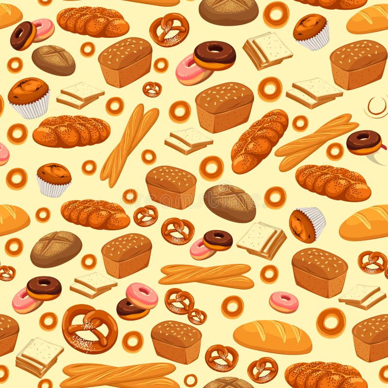 Seamless Pattern with Baked Bread and Pastry Food Stock Vector ... Seamless Pattern with Baked Bread and Pastry Food Stock Vector ...