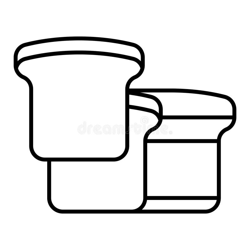 Baked Bread with Slice Thin Line Icon, Wheat Product Concept. Vector ...