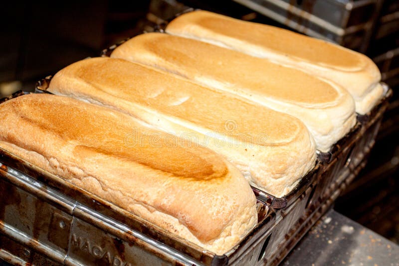 Baked Bread in Tins stock photo. Image of staple, metal - 38785934