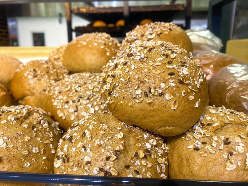 Baked buns at the store stock photo. Image of fresh - 351641456