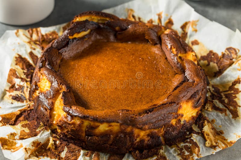 Baked Burnt Basque Cheesecake Stock Image - Image of basque, homemade ...