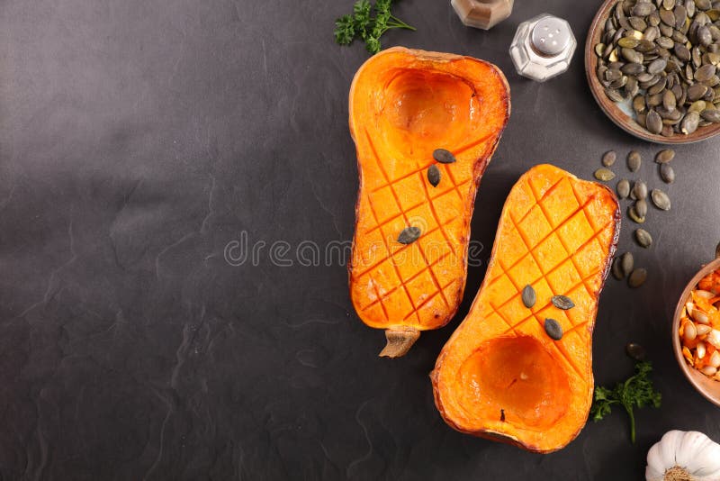 Baked butternut stock image. Image of butternut, vegetarian - 131387873