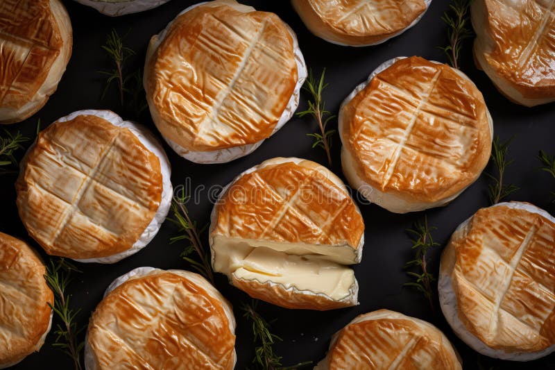 Baked Camembert Cheese, Top View Stock Illustration - Illustration of ...