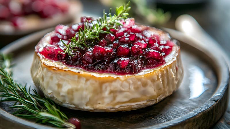 Baked Camembert with Cranberry Sauce Stock Illustration - Illustration ...