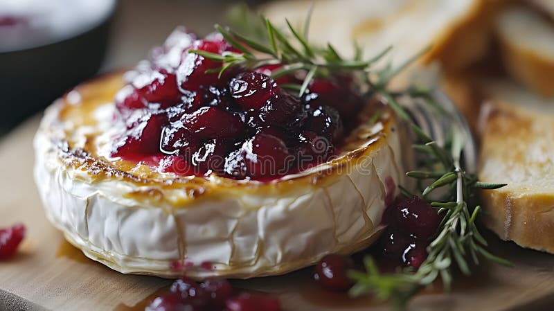 Baked Camembert with Cranberry Sauce Stock Illustration - Illustration ...