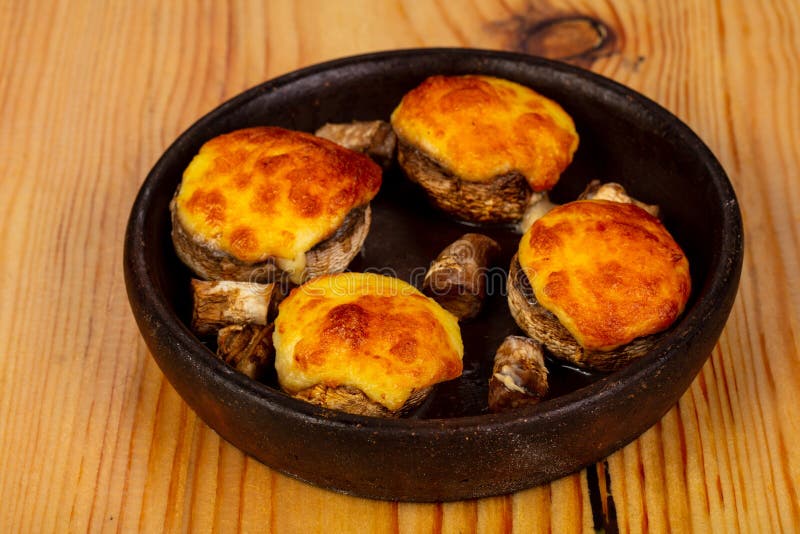 Baked Champignon with Cheese Stock Image - Image of snack, delicious ...
