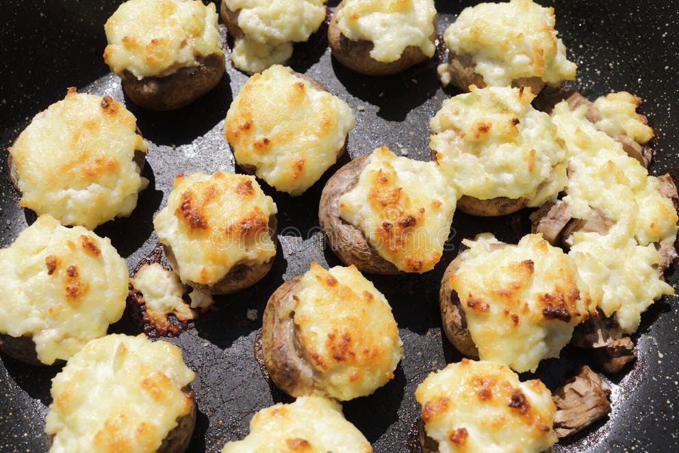 Baked Champignons with Cheese Stock Image - Image of nutrition, food ...