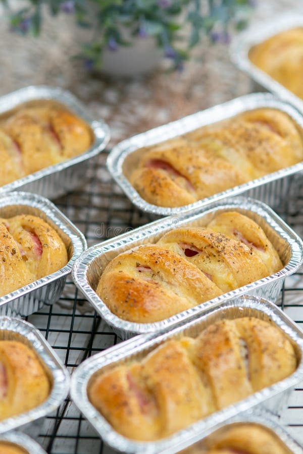 Baked ham and Cheese Bread stock image. Image of tasty - 286519803