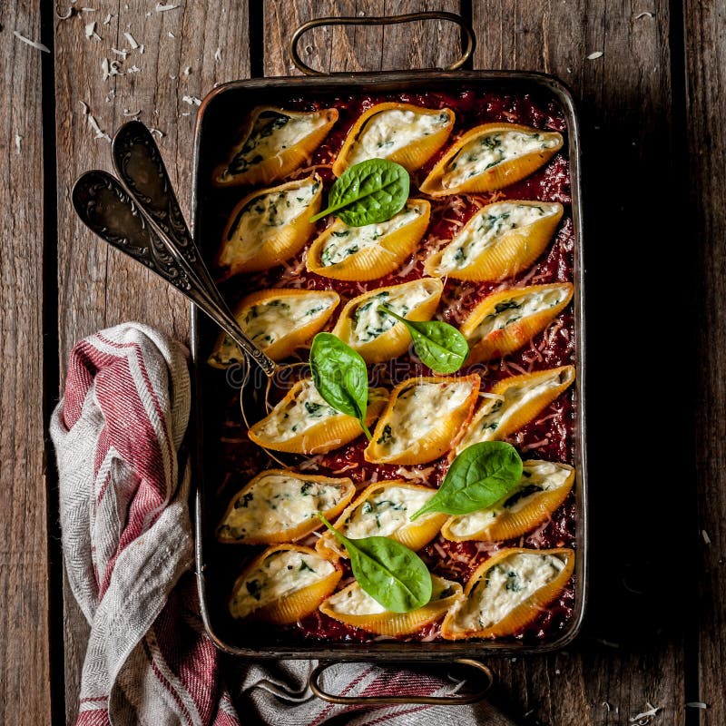 Baked Stuffed Pasta Shell stock image. Image of macaroni - 136006023