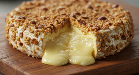 Baked Cheese Wheel with Hazelnut Topping Stock Illustration ...