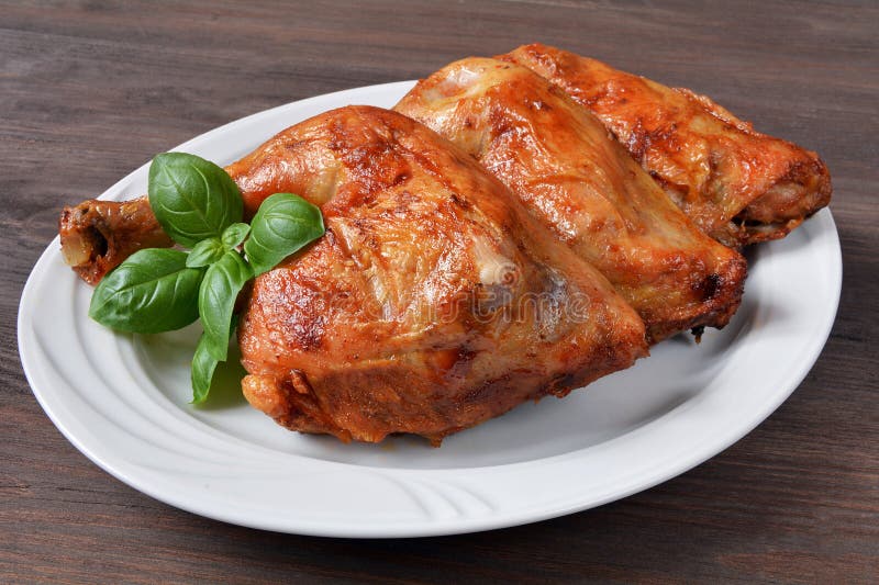 Baked chicken leg stock image. Image of thigh, food - 305942349