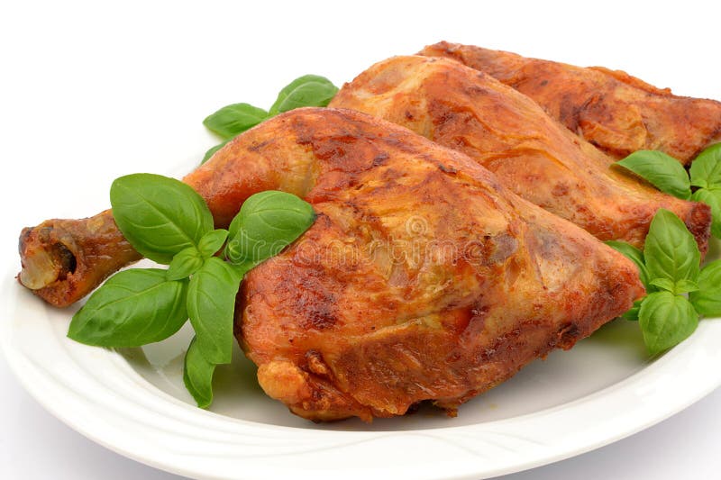 Baked chicken leg stock photo. Image of meat, thigh - 305942436