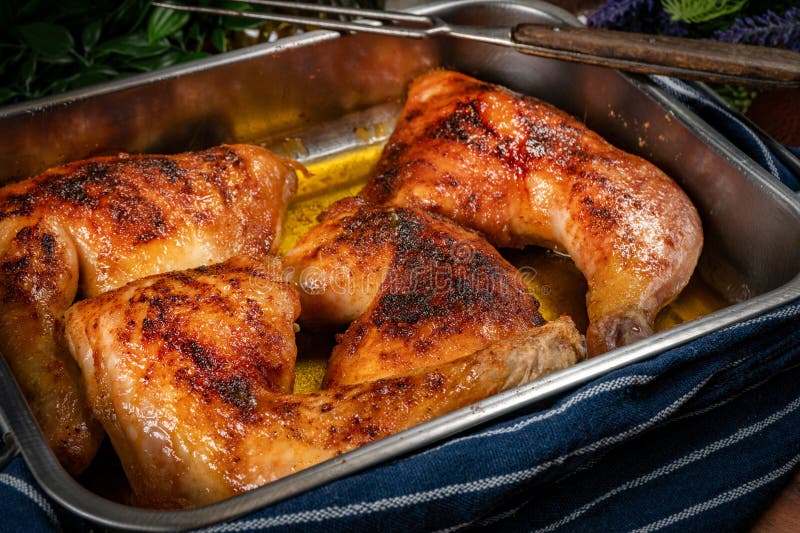 Baked Chicken Legs In Metal Baking Dish Stock Image Image Of Tasty Dish 315558015