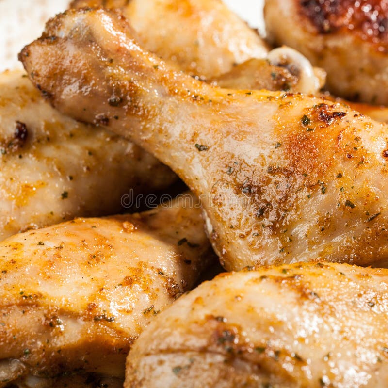 Baked Chicken Legs on Plate Stock Image - Image of fried, closeup: 58328545