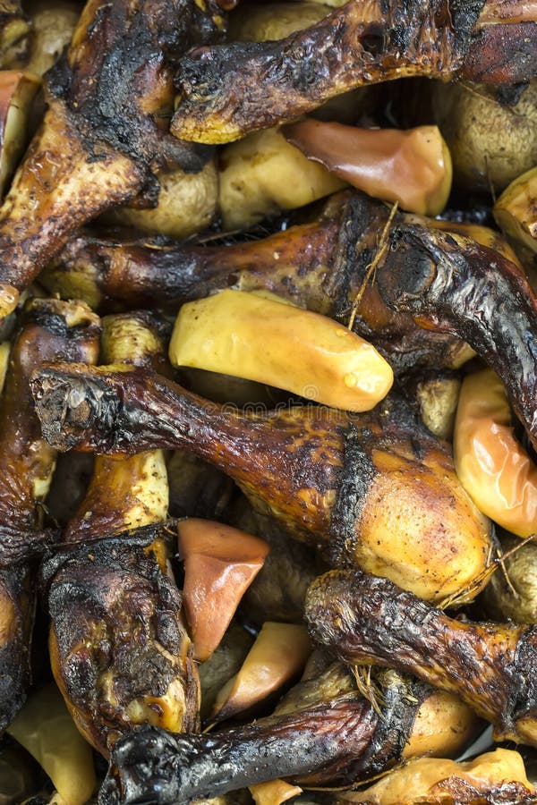 Baked Chicken Legs and Vegetables Stock Photo - Image of legs, grill ...