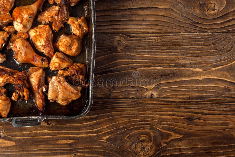 Baked Chicken Pieces on Baking Sheet Stock Photo - Image of feet, tasty ...