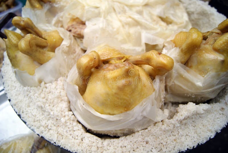 Baked chicken in salt stock image. Image of china, kitchen - 18424241