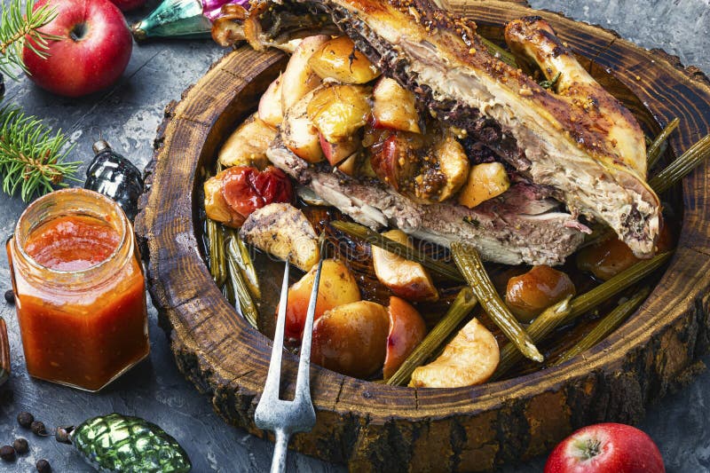 Baked meat for Christmas stock image. Image of food - 160720247