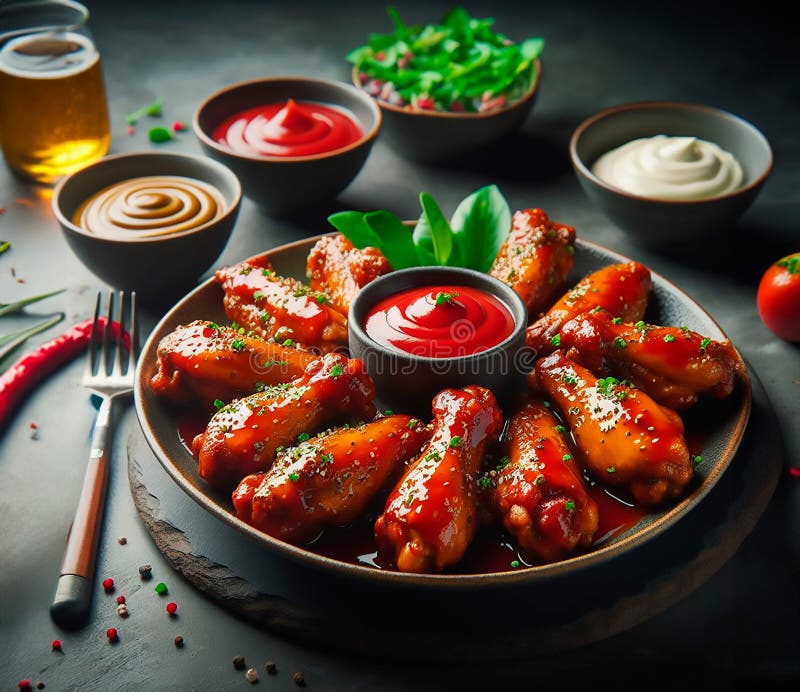 Baked Chicken Wings are on a Plate Stock Image - Image of meat, buffalo: 300126027