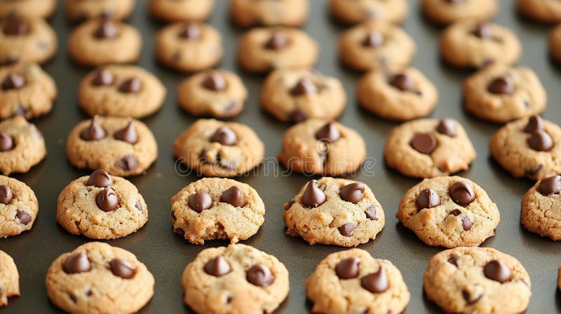 Baked Chocolate Chip Cookies on Baking Sheet Stock Image - Image of ...