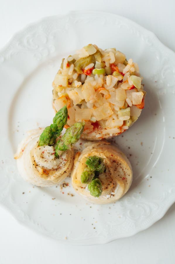 Baked Cod and Asparagus Rolls Stock Image - Image of baked, herbs: 55014345