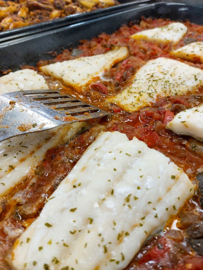Baked cod stock image. Image of hake, school, dish, self - 263081101
